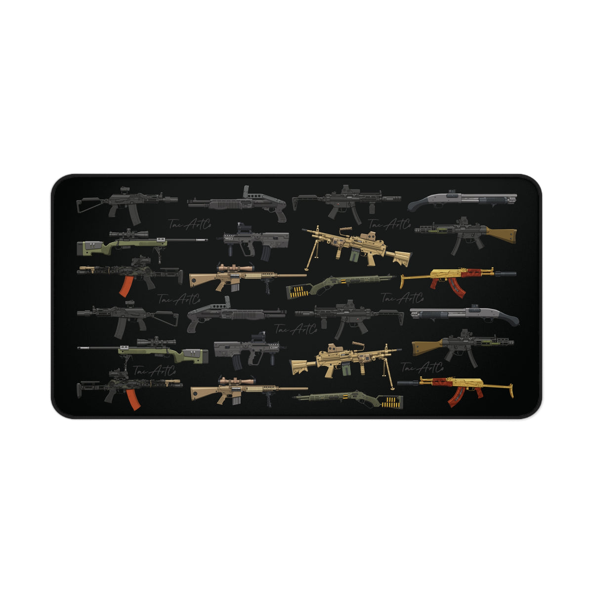 Firearm Assortment V2 (w/logo) – Desk Mat – TacArt